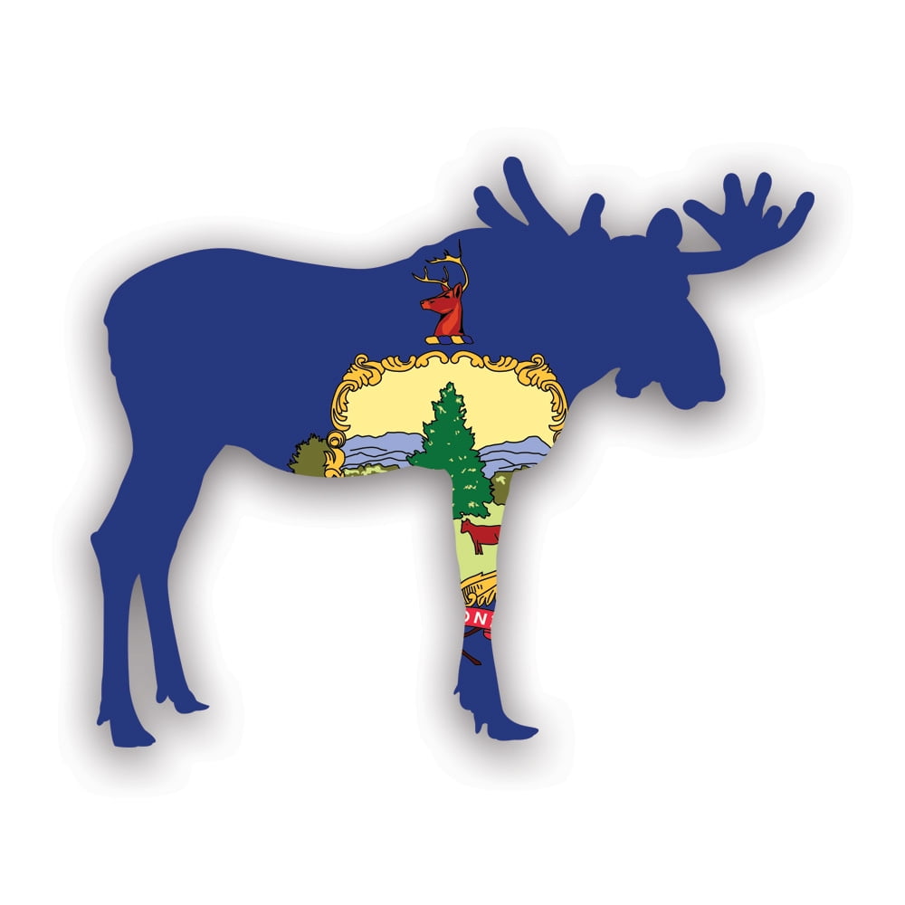 Vermont Moose Shaped Flag Sticker Decal - Self Adhesive Vinyl ...