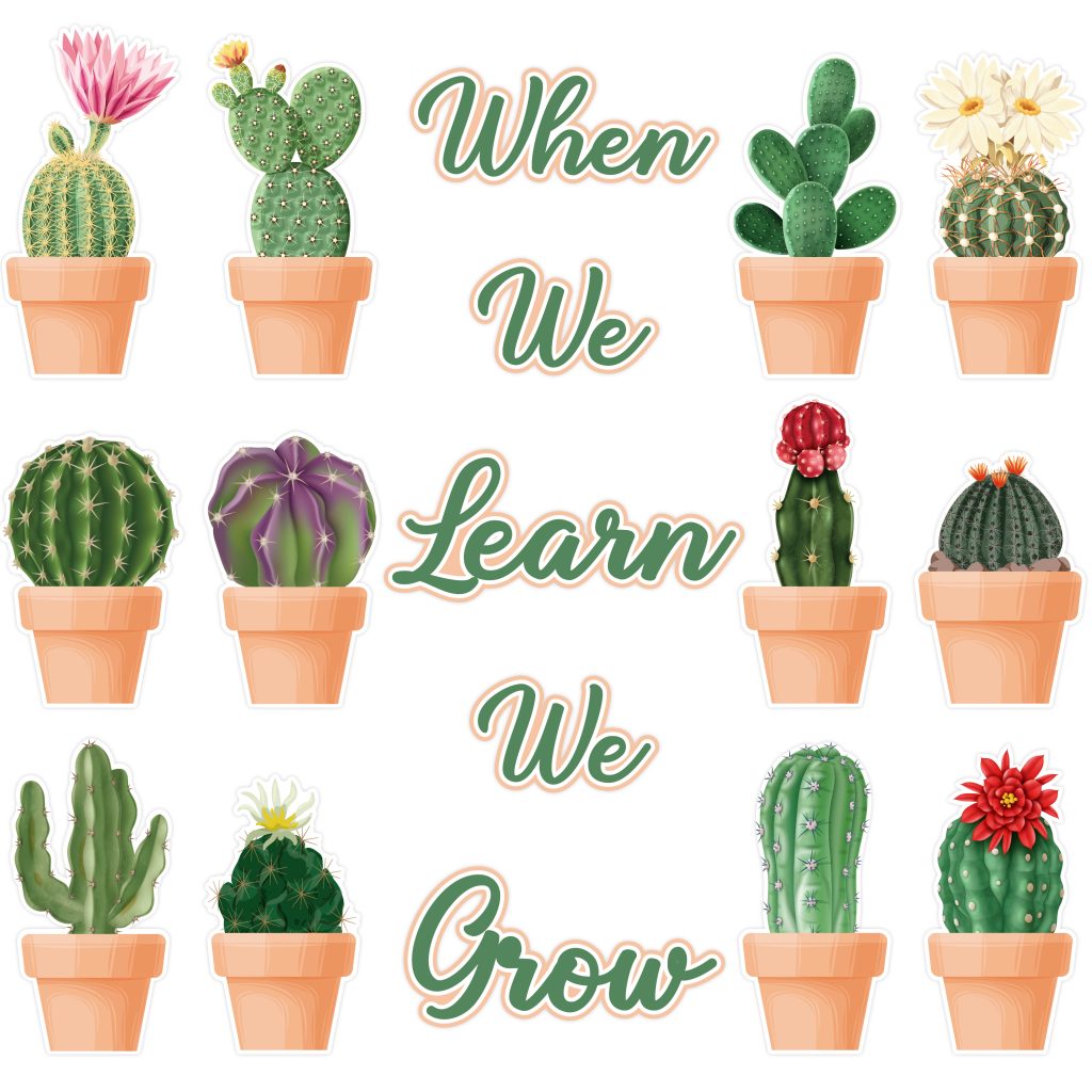 G1ngtar When We Learn We Grow Cactus Bulletin Board Decoration Set ...