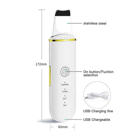 Ultrasound Skin Cleansing Scraper Blackhead Acne Remover 4 Modes Of ...