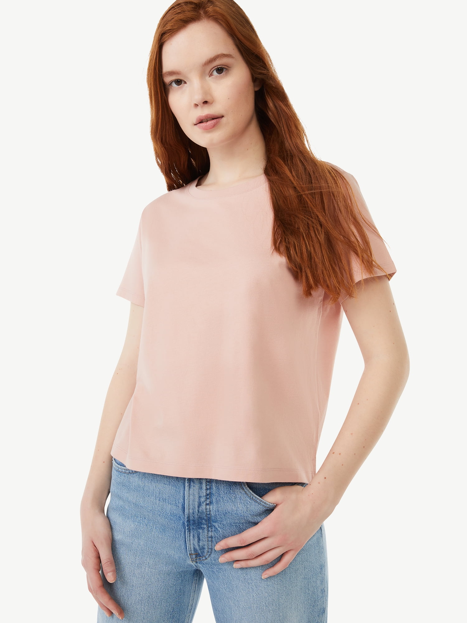Free Assembly Women's Crop Box Tee with Short Sleeves, Sizes XS-XXXL ...