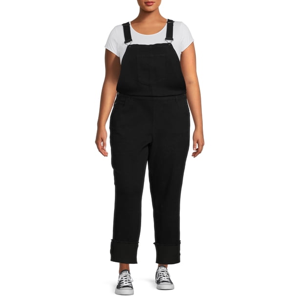 A3 Denim Women's Plus Size Stretch Denim Overalls with Cuffs - Walmart.com