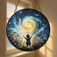 Cosmic Space Scene Stained Glass Style Suncatcher – Round Window ...