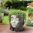 Bark Face Flower Pot Sculpted Resin Planter, Unique Funny Face ...
