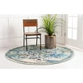 Rugs.com Fleur Collection Rug – 6' Round Blue Medium-Pile Rug Perfect ...