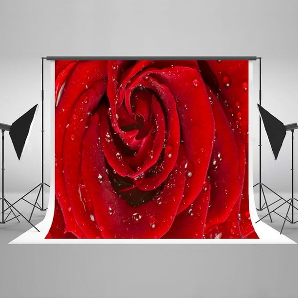 YUSDECOR 7x5ft Red Rose for Valentines Photography Backdrops Drops of ...