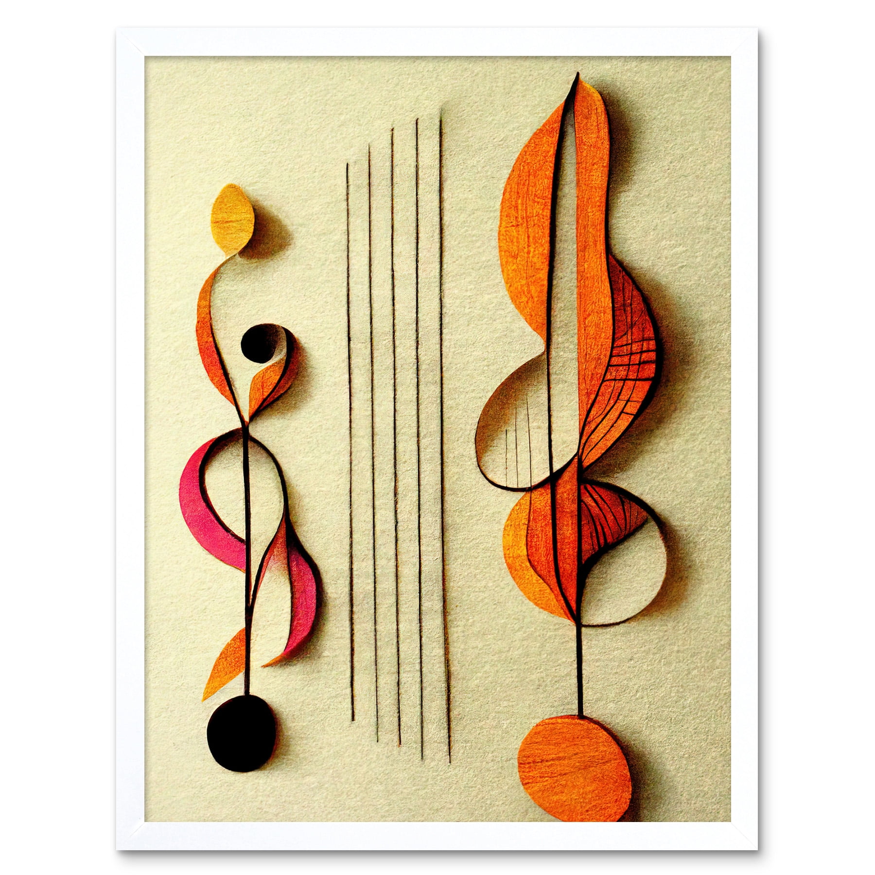 Abstract Autumnal Boho Music Clefs and Staff Musical Cream Copper Pink ...