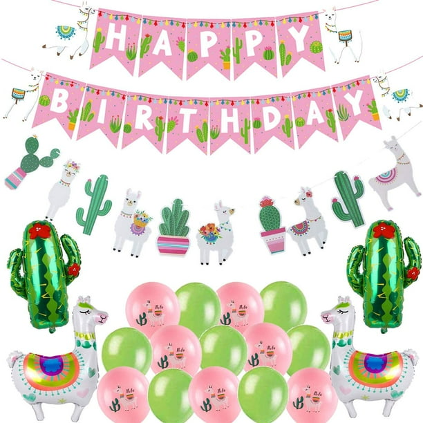 Llama Cactus Banner Garland Decoration For Happy Birthday Baby Shower ...