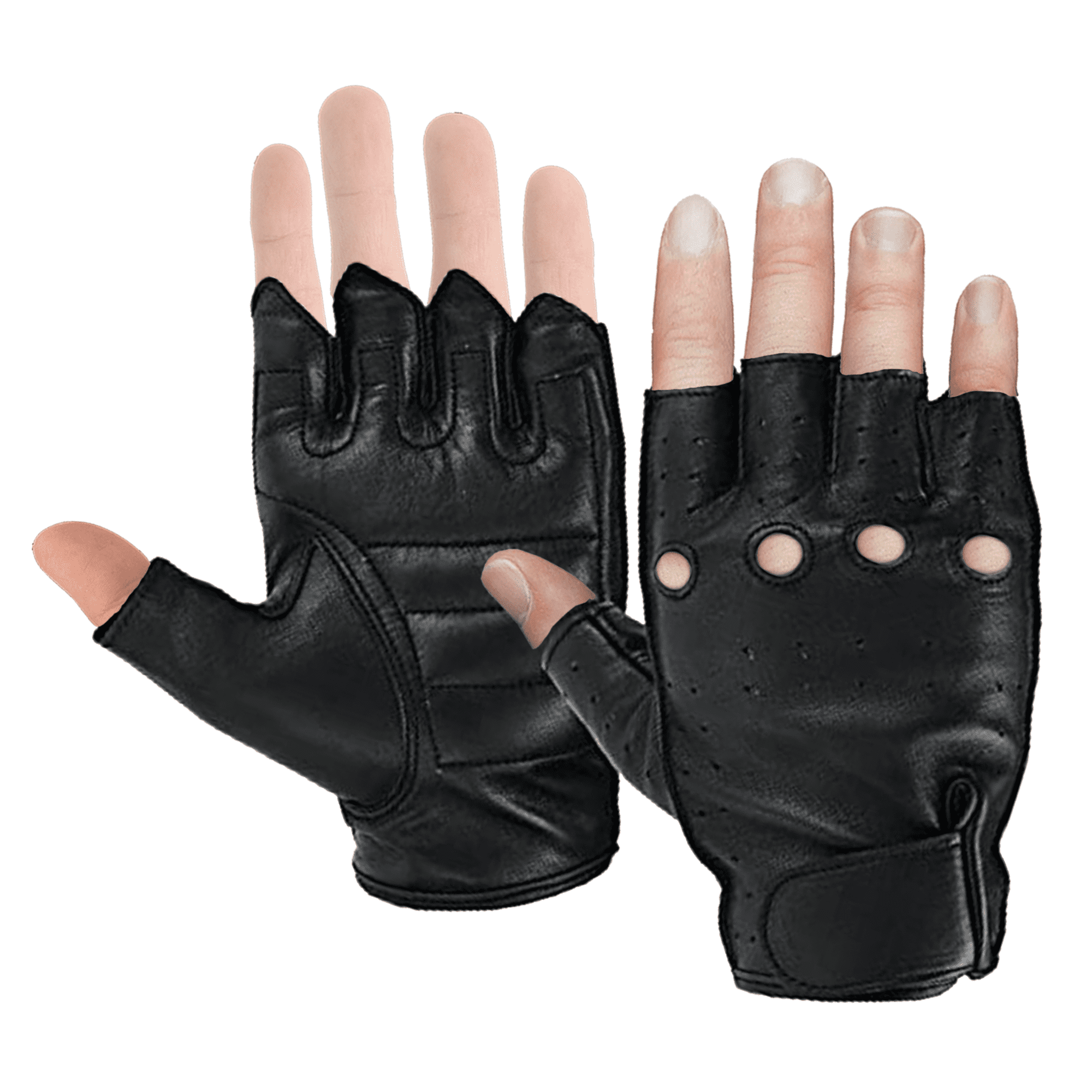 Daniel Smart Men’s Motorcycle Leather Gloves – Fingerless Deerskin ...