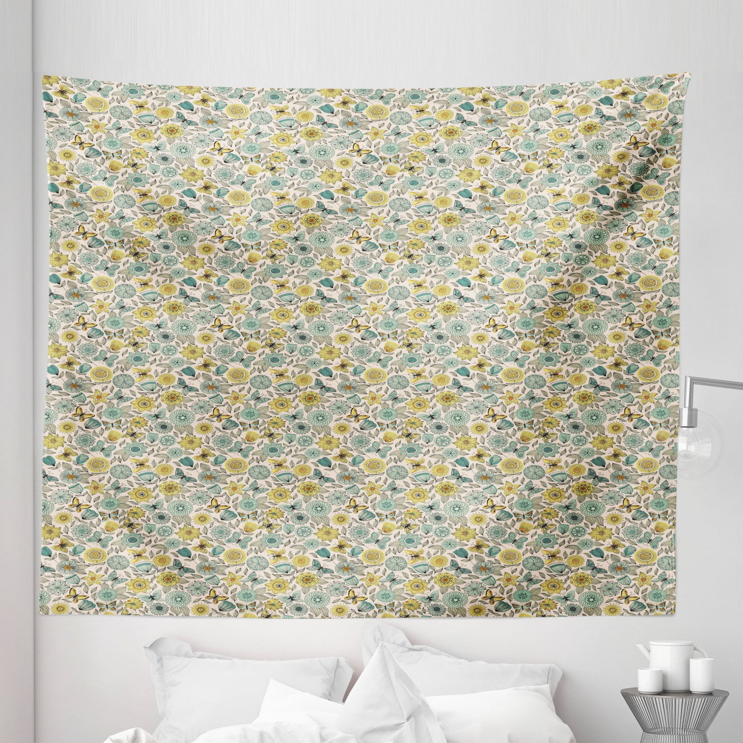 Spring Tapestry, Tangled Design of Ornate Butterfly Wings and Floral ...