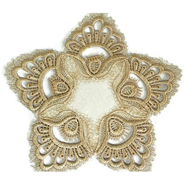 Doily Boutique Round Doily with Gold European Lace and Antique Fabric ...