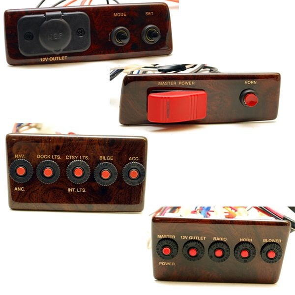 Pontoon Boat Switch Panel Kit | w/ Breakers Woodgrain (Set of 4 ...