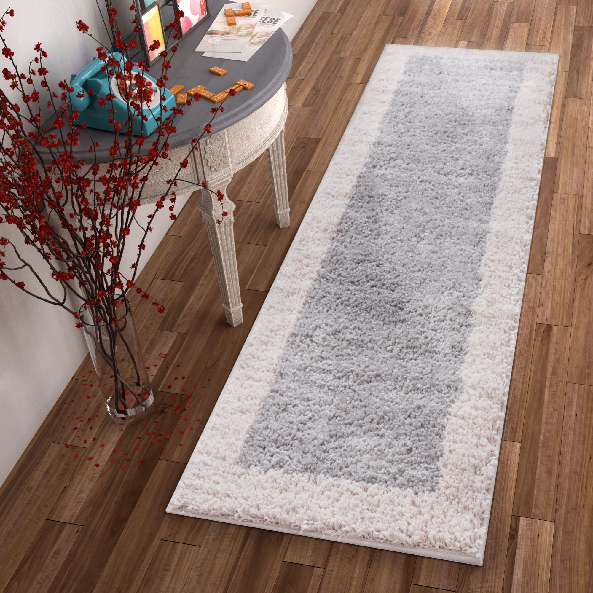 Porta Border Modern Geometric Shag 2x7 (2'' x 7'3'' Runner) Area Rug ...