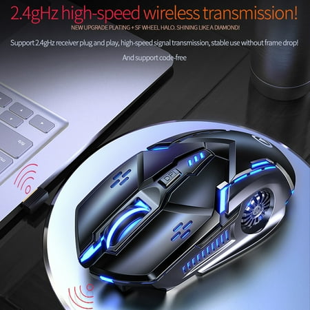Wireless Mouse Professional 4 Gears 1200/1600/2400/3200DPI Backlit ...