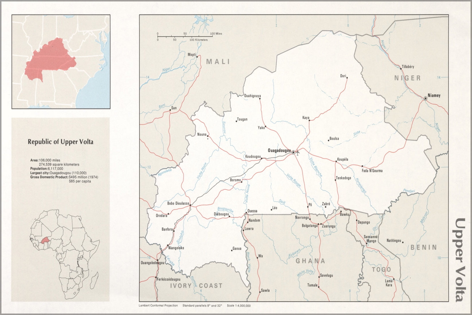 24"x36" Gallery Poster, cia map of Upper Volta 1976 - Walmart.com