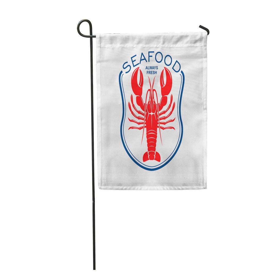 JSDART Red Lobster by Blue Bib Topped Caption Seafood Great Garden Flag ...