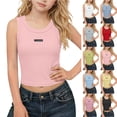 akafmk Girls Versatile Tank Tops Ribbed Knit Sleeveless Tops Crewneck ...