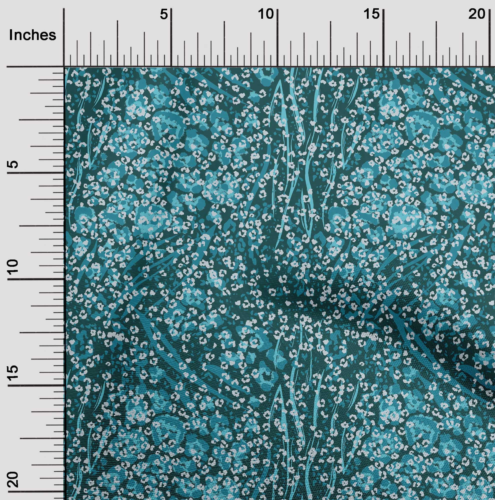 oneOone Cotton Silk Teal Blue Fabric Leopard Animal Skin Diy Clothing ...