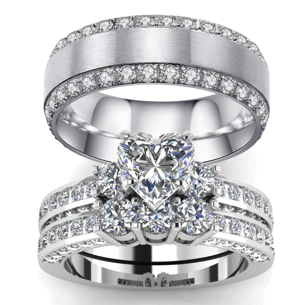 Click here for Loversring 3pc His And Hers Couple Ring Bridal Set... prices