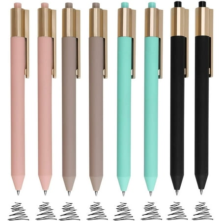 8pcs Retractable Rollerball Pen 0.5MM,Black Ink Fine Point Ballpoint ...