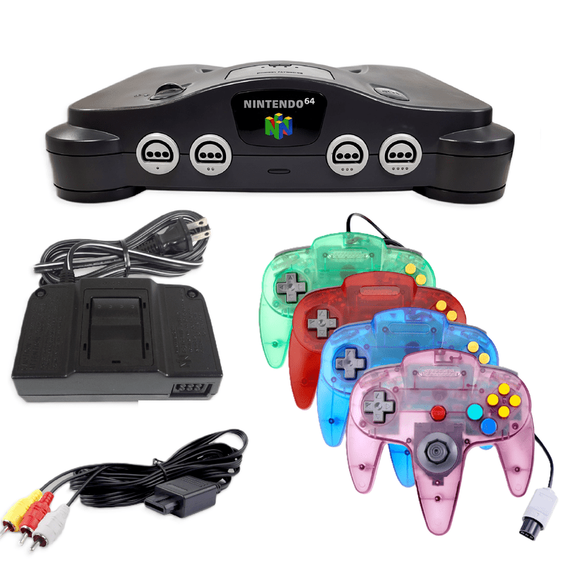 Restored Nintendo 64 N64 Game System with 4 Pack Retrofam Transparent ...