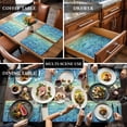 Placemats for Dinning Table Set of 12, Turquoise Blue Teal Chic Stained ...