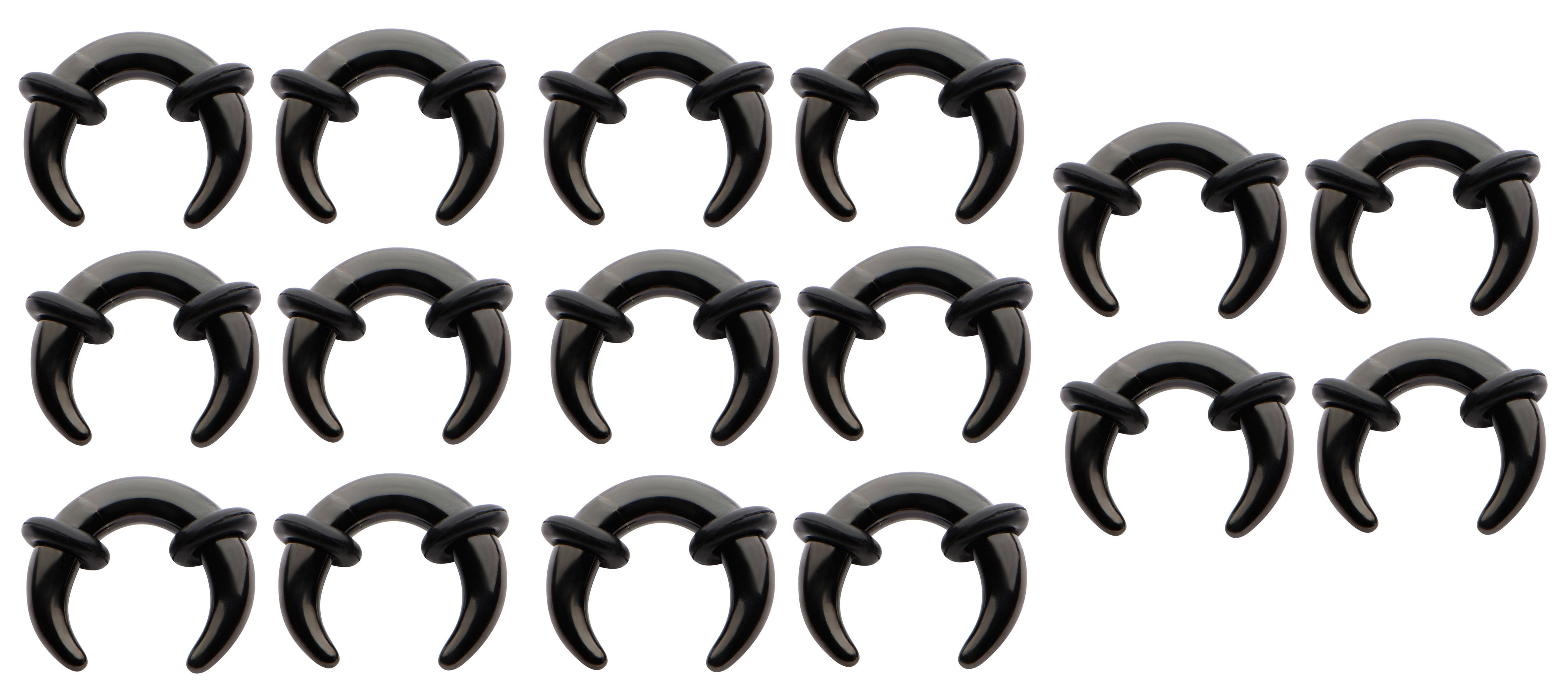 16pc set BLACK Acrylic U Shaped Pinchers 0g-14g septum ears - Walmart.com