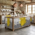 Abstract Art Cabinet Curtains 35" W x 35" L, Yellow Grey Wall Mottled ...