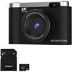 Compact 4K Melcam Camera, 48MP, Anti-Shake, Viewfinder, SD Card, 2 ...