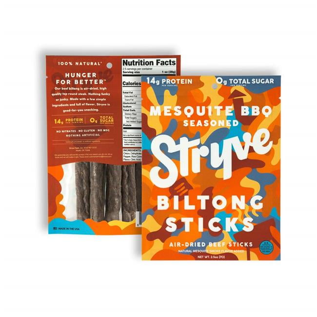 Stryve Foods 9670031 2.5 oz Mesquite BBQ Biltong Sticks - Walmart.com ...