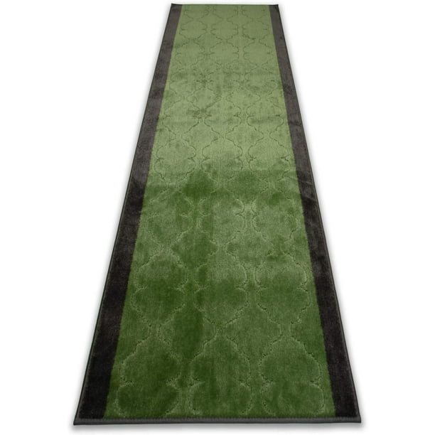 Anti Bacterial Slip Skid Resistant Custom Size Runner Rug Trellis Green ...