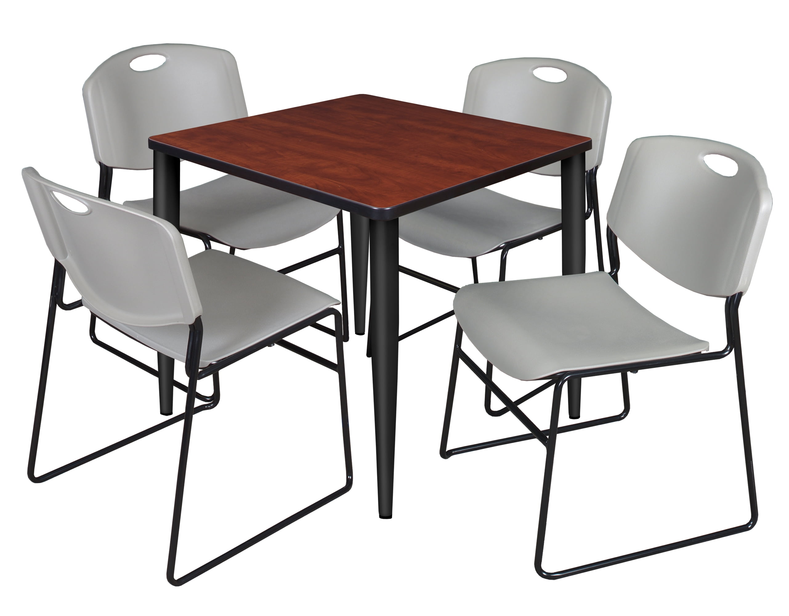 Regency Kahlo 30 in. Square Breakroom Table- Cherry Top, Black Base & 4 ...