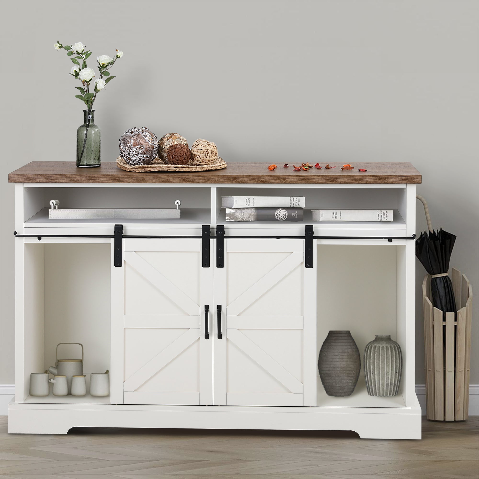 Sophia&William 52'' Sliding Barn Door Kitchen Sideboard Buffet Storage ...