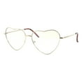 Heart Shape Clear Lens Glasses Wide Oversized Metal Frame Spring Hinge ...