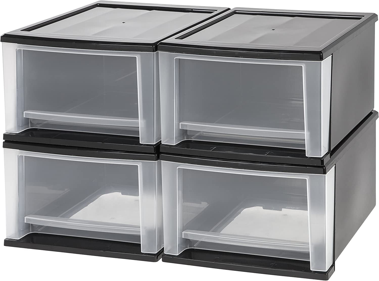 IRIS USA 17 Qt. Plastic Stackable Storage Drawers, Medium, 4 Pack ...