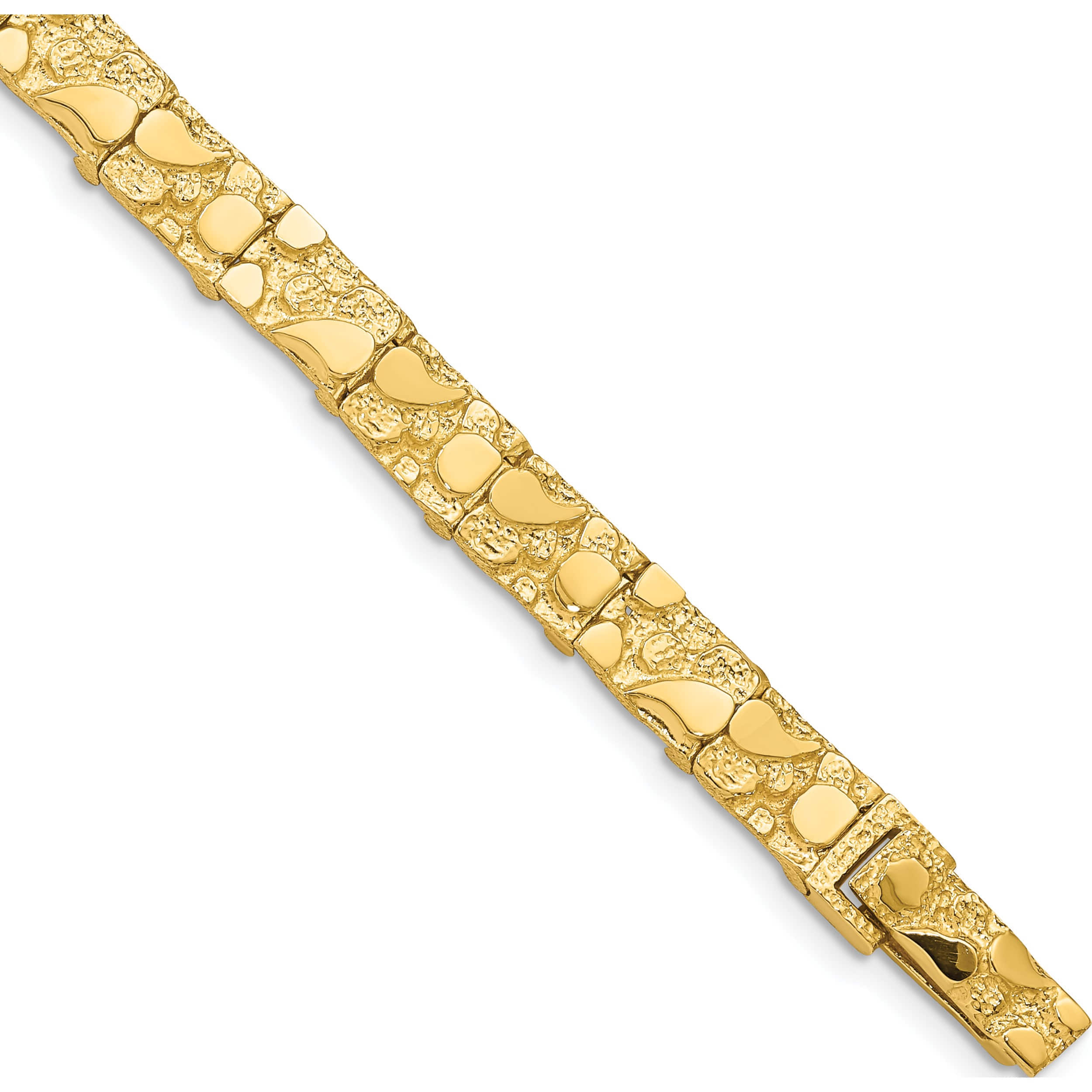14K Yellow Gold 7.00mm Nugget Bracelet (7 X 7) Made In United States ...