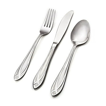 Hampton Forge, Lace Frosted, 54 Piece Flatware Set with Wooden Caddy ...