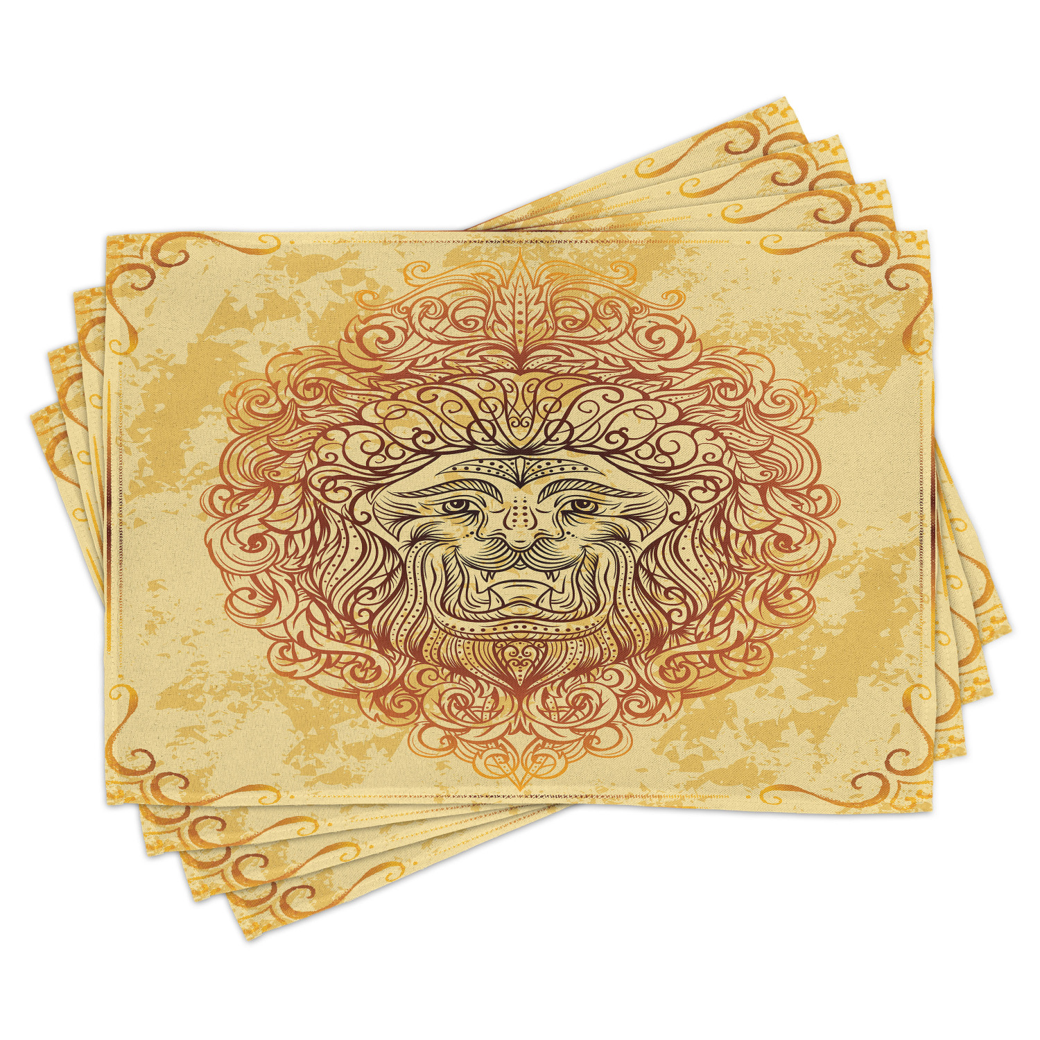 Ambesonne Savannah Place Mats Set of 4, Lion Zodiac Astrology Art ...