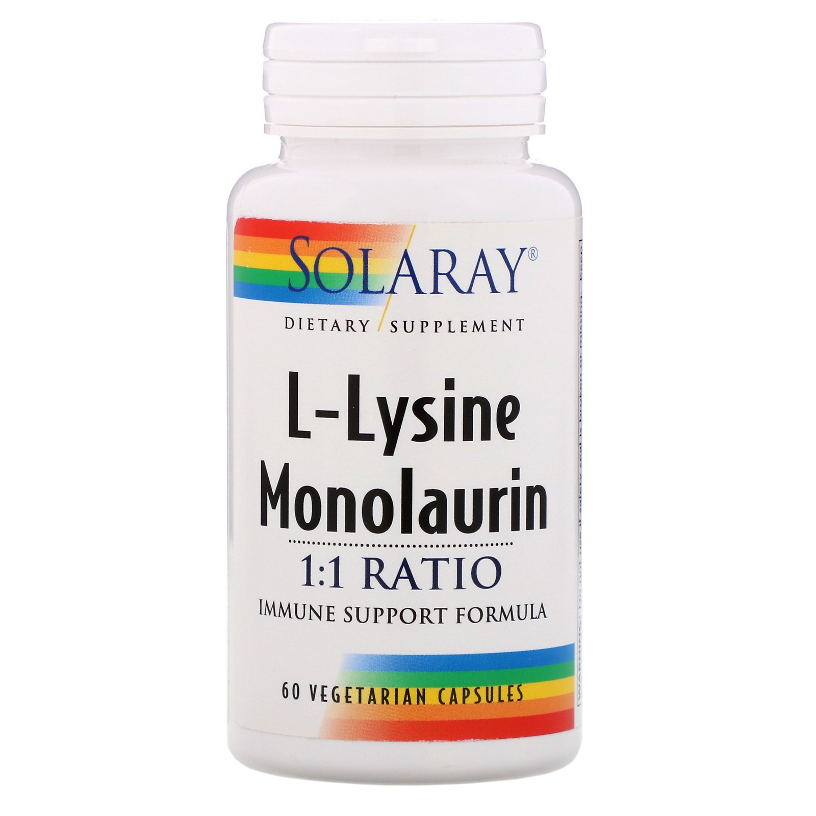 Solaray L-Lysine Monolaurin 1:1 Ratio, 60 Vegetarian Capsules - Walmart ...