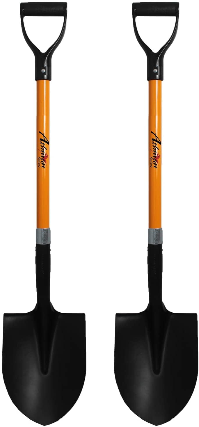 Ashman Heavy Duty Round Point Digging Shovel - 41 inches Long – Orange ...