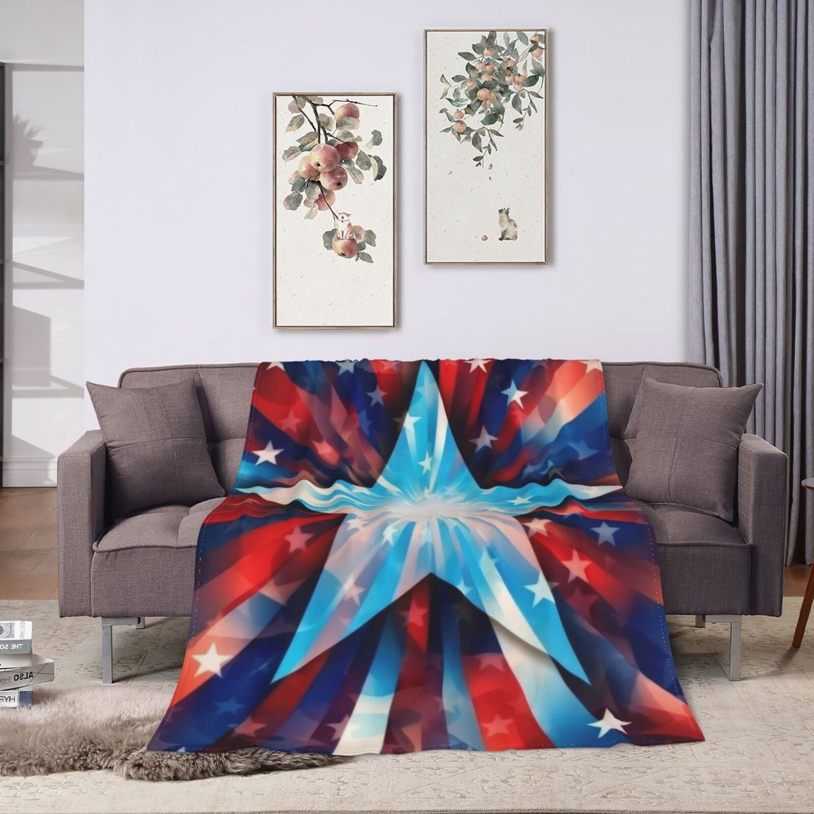 ZNDUO Patriotic USA Flag Stars Pattern Throw Blanket, Lightweight Cozy ...