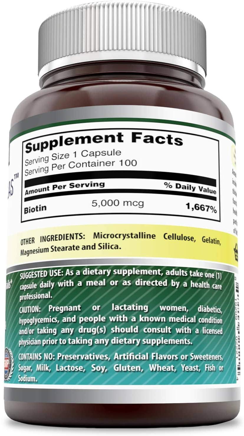 Amazing Formulas Boitin – 5000 MCG, 100 Capsules (Non-GMO,Gluten Free ...