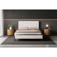 Omax Decor Exton Upholstered Platform Queen Bed in Cream Fabric ...
