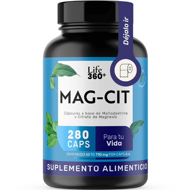 LIFE 360+ Mag-Cit 280 Cápsulas Citrato de Magnesio Estereato de ...