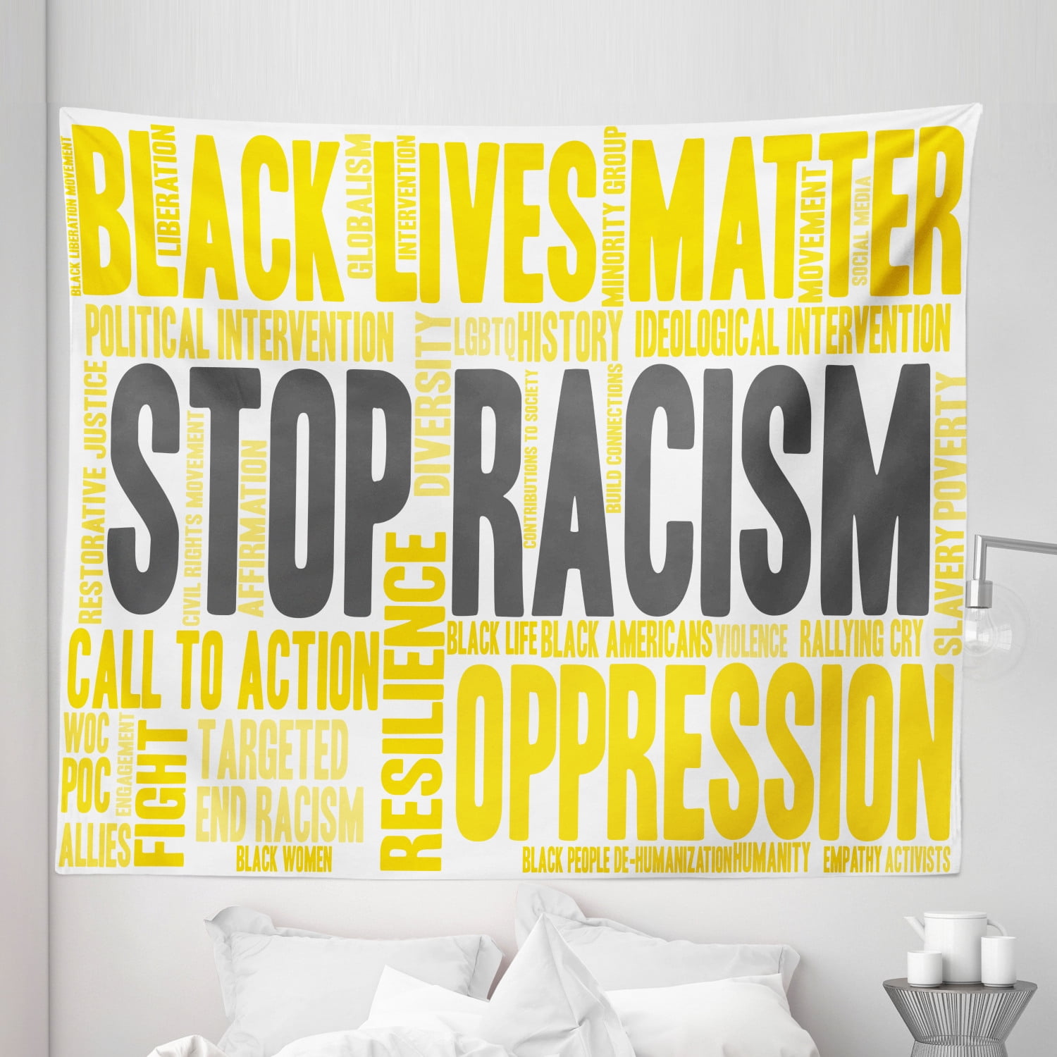 Black Lives Matter Tapestry, Stop Racism Concept Modern Typographic Art ...