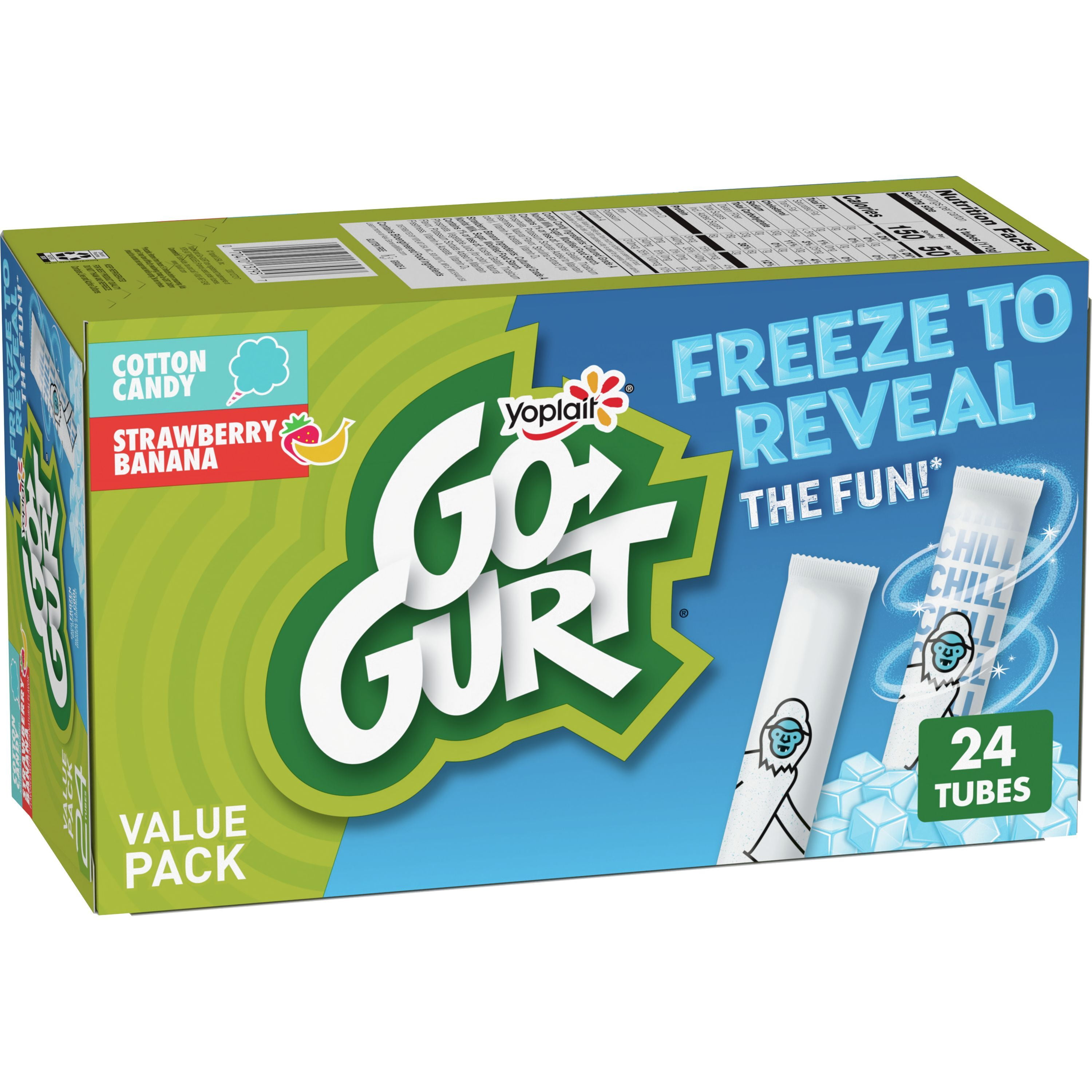 Go-GURT Cotton Candy and Strawberry Banana Kids Fat Free Yogurt Variety ...