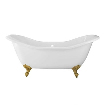 Serenity 72 Inch Acrylic Double Slipper Clawfoot Tub - Rim Drillings ...
