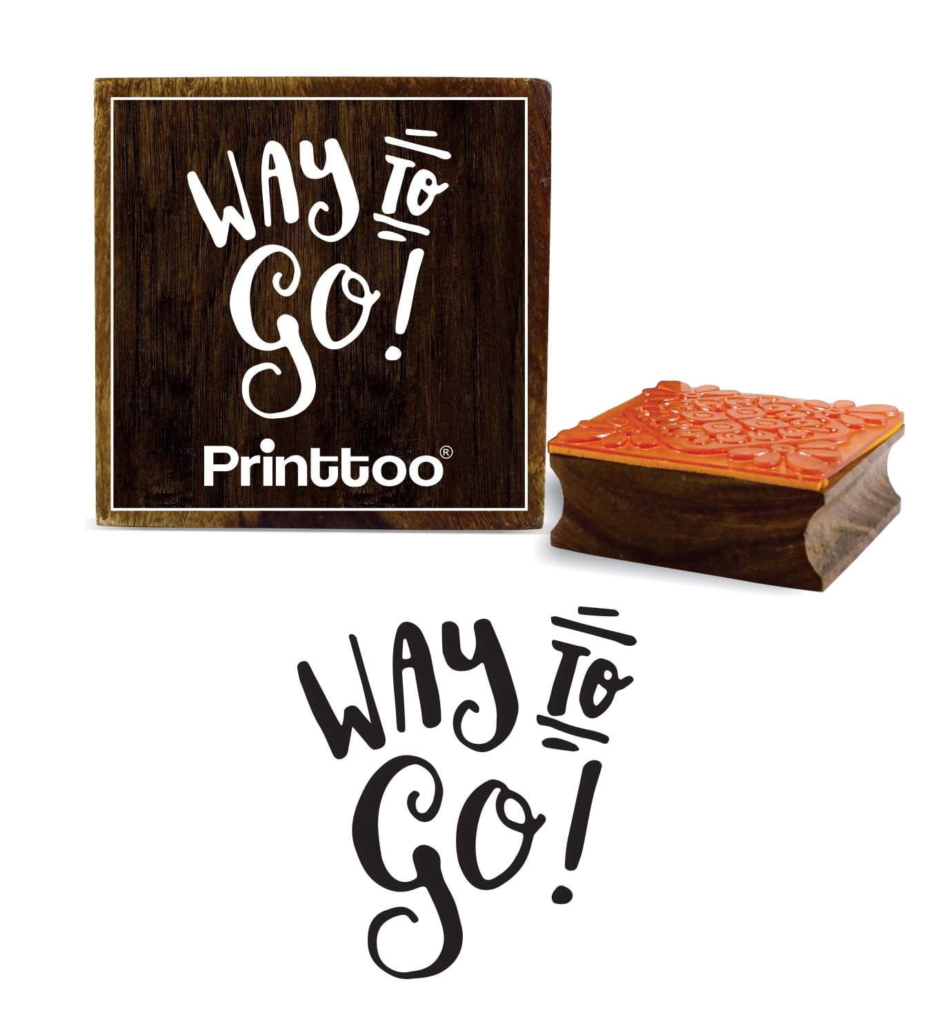 Printtoo Way To Go Word Design Diary Card Square Wooden Rubber Stamp ...