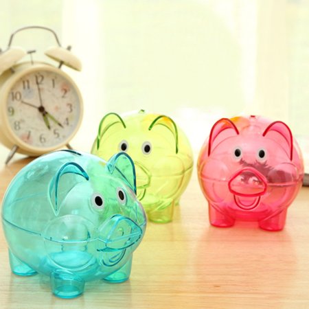 Transparent Plastic Money Saving Box Case Coins Piggy Cash Box Clear ...