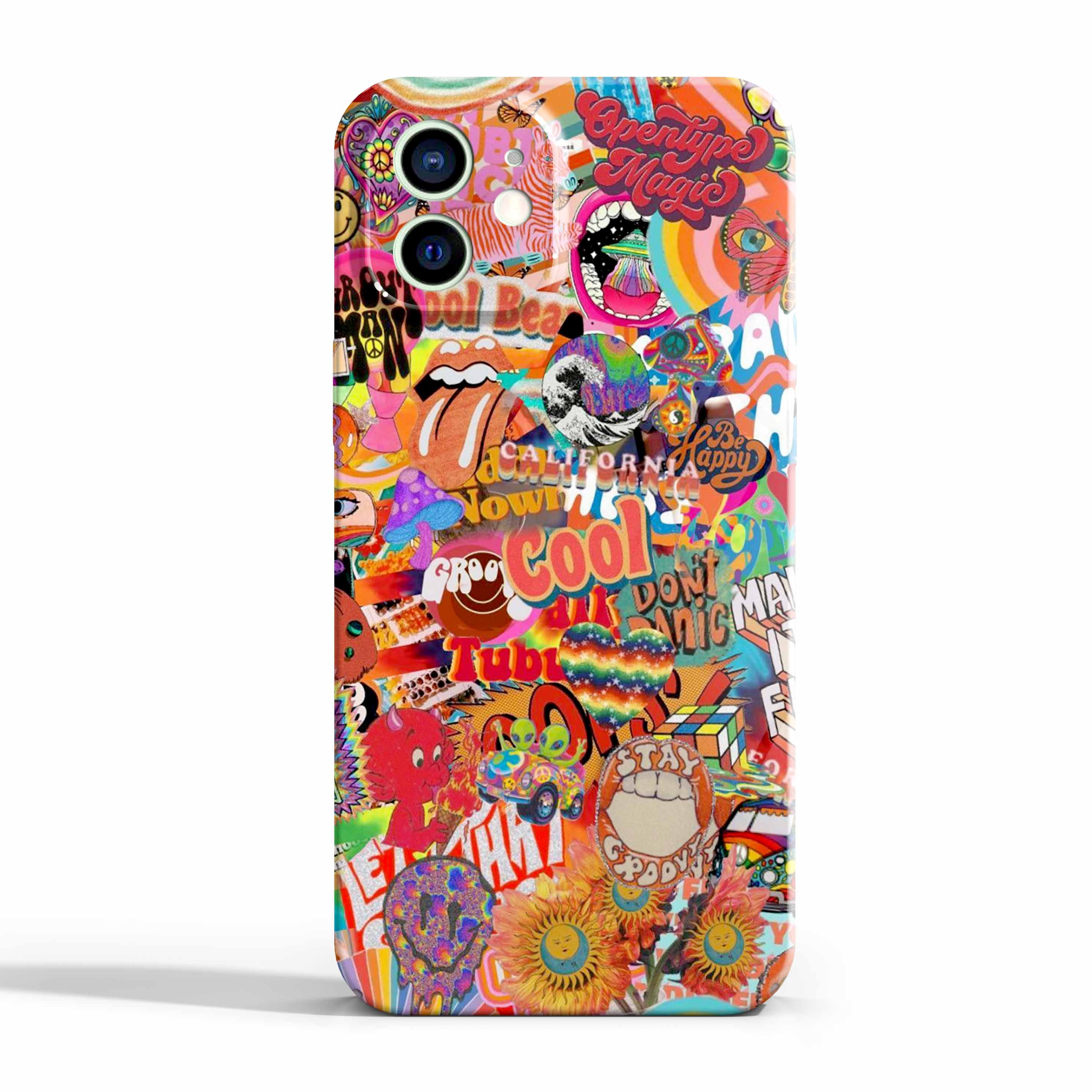 Hippie Groovy Case for iPhone 11,Aesthetic Art Design Full Cover ...