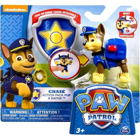 Paw Patrol Action Pack Pup and Badge, Chase - Walmart.com